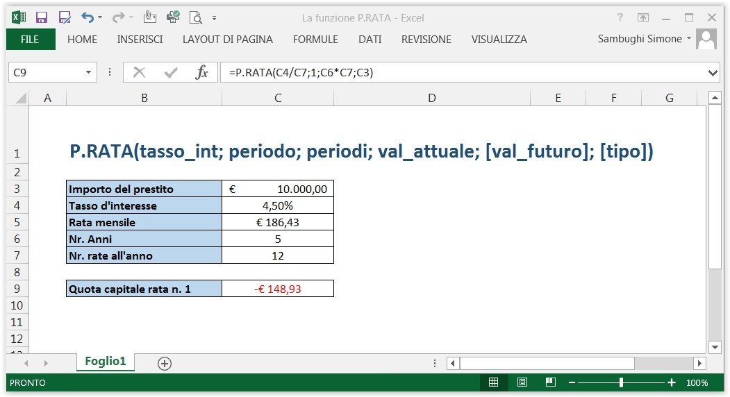 Come Usare La Funzione P RATA Di Excel Excel Academy