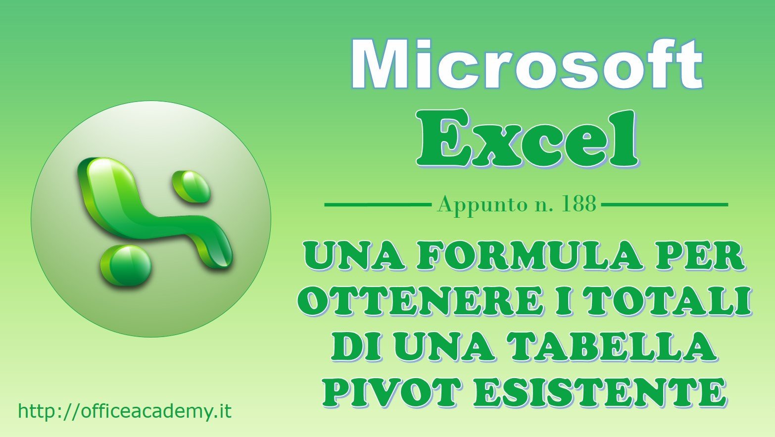#Excel - Una formula per ottenere i totali di una tabella pivot ... #Excel - Una formula per ottenere i totali di una tabella pivot ...